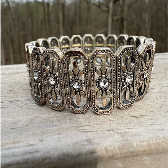 LOFT | Jewelry | The Loft 34 Band Bracelet Silver Tone With Rhinestones ...